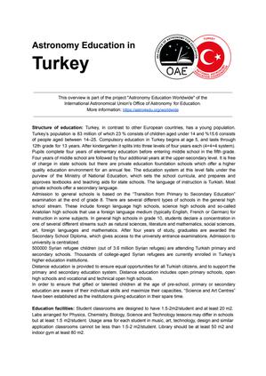 Astronomy Education in Turkey